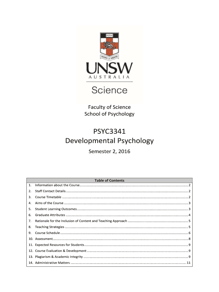 Fillable Online PSYC3341 Developmental Psychology - UNSW Psychology Fax ...