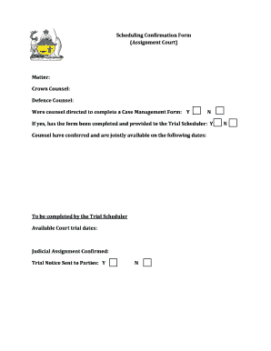 Fillable Online Scheduling Confirmation Form (Assignment Court ...