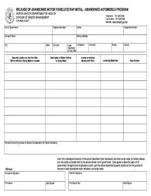 Fillable Online RELEASE OF ABANDONED MOTOR VEHICLE/SCRAP METAL ...