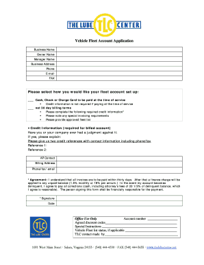 Fillable Online Vehicle Fleet Account Application Fax Email Print ...