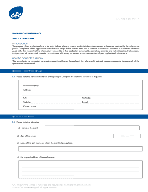 Fillable Online Hole-in-One insurance application - CFC Underwriting Fax Email Print - pdfFiller