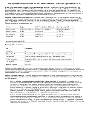 Fillable Online Standard Credit Card Agreement - PNC.com Fax Email ...