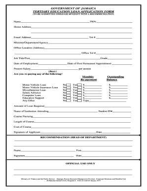 Fillable Online tertiary ecucation application form - Ministry of Finance Fax Email Print ...
