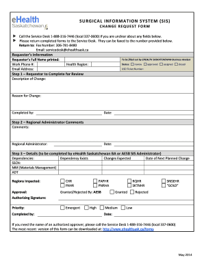 Fillable Online Surgical Information System (SIS) - Change Request Form ...