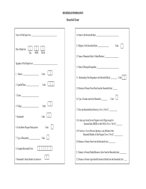 Fillable Online siteresources worldbank Household Roster Fax Email ...