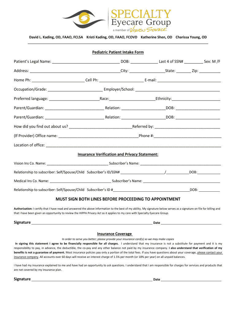Printable Eye Exam Form Template Printable Forms Free Online