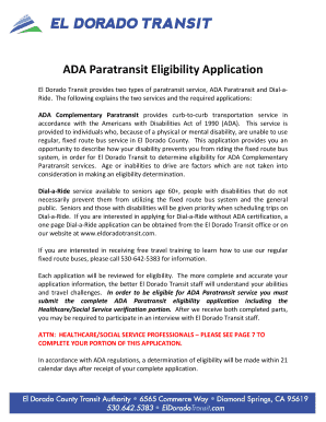 Fillable Online (ADA) Application - El Dorado Transit Fax Email Print ...