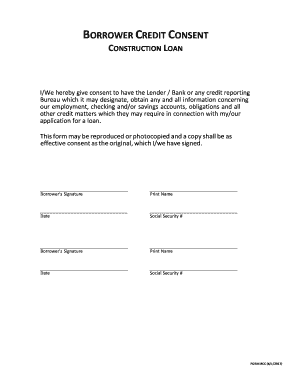 Fillable Online BORROWER CREDIT CONSENT Fax Email Print - pdfFiller