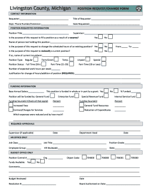 Fillable Online POSITION REQUEST/CHANGE FORM Fax Email Print - pdfFiller