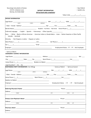 Fillable Online Patient Info Sheet rev 1215 Fax Email Print - pdfFiller