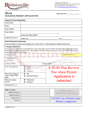 Fillable Online Deck Permit Application - Romeoville Fax Email Print ...
