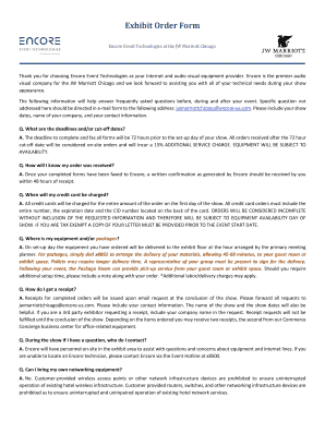 Fillable Online Exhibit Order Form: Encore Event Technologies ... - Engage for Good Fax Email ...
