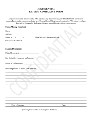 Fillable Online Patient-Complaint-Report.pdf Fax Email Print - pdfFiller