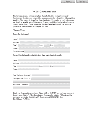 Fillable Online VCDD Grievance Form Fax Email Print - pdfFiller