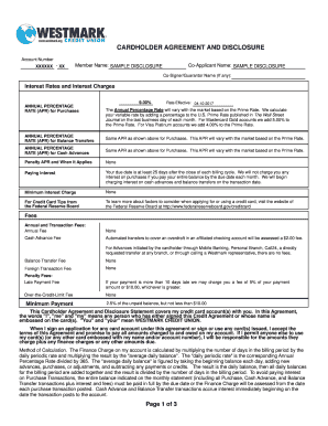 Fillable Online CARDHOLDER AGREEMENT AND DISCLOSURE Fax Email Print ...