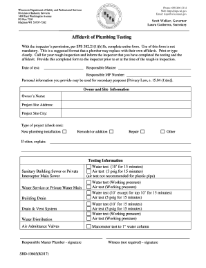 Fillable Online Affidavit of Plumbing Testing Fax Email Print - pdfFiller