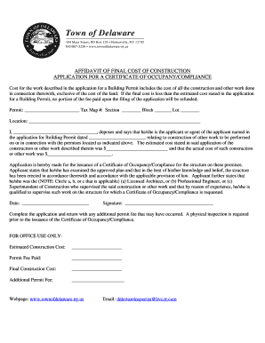 Fillable Online AFFIDAVIT OF FINAL COST OF CONSTRUCTION Fax Email Print ...