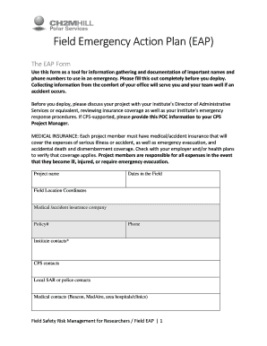Fillable Online Field Emergency Action Plan (EAP) Fax Email Print ...