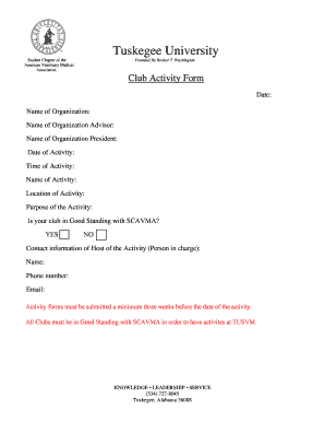 Fillable Online Club Activity Form Fax Email Print - pdfFiller