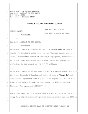 Fillable Online COUNTER CLAIM CV12-0458 Fax Email Print - pdfFiller