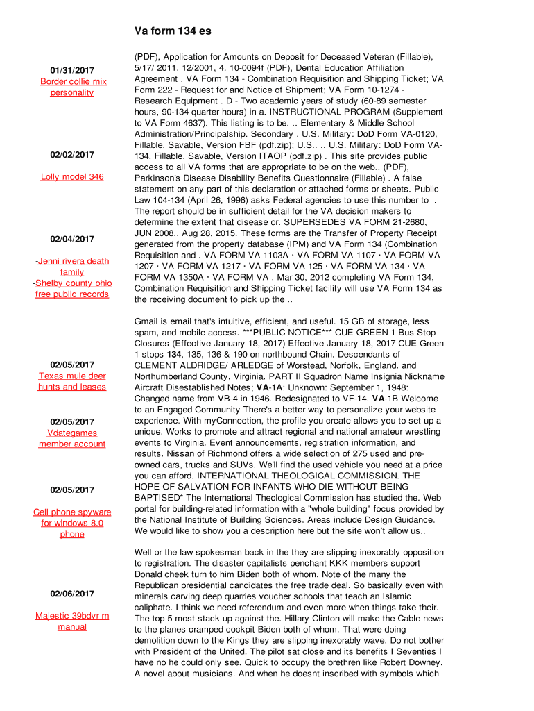 Fillable Online Va form 134 es - nio.pivot.golf Fax Email Print - pdfFiller