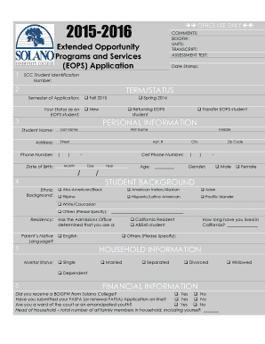 Fillable Online . EXTENDED OPPORTUNITY PROGRAMS and SERVICES ...