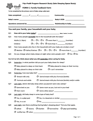 Fillable Online FORM C: Family Feedback Form You and your family, your ...