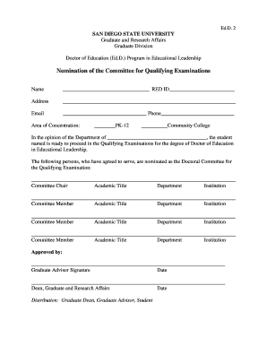 Fillable Online Ed.D. Forms - SDSU Fax Email Print - pdfFiller