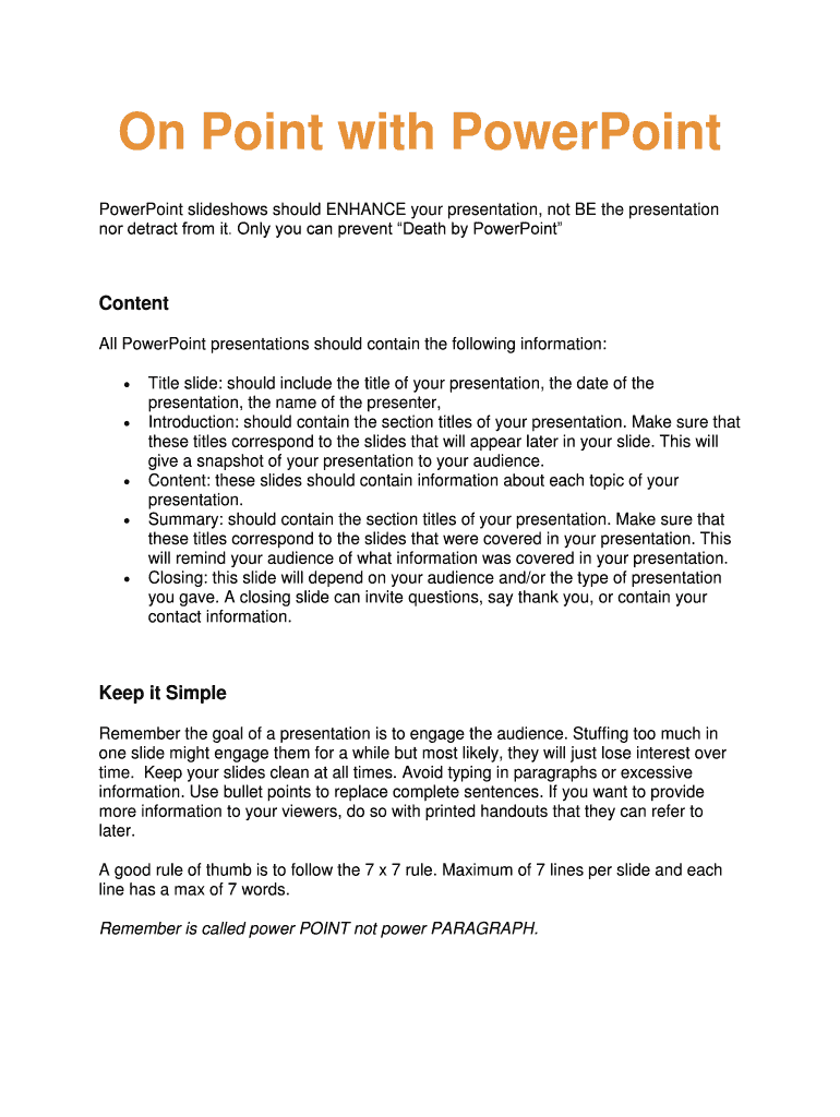 Fillable Online On Point with PowerPoint Fax Email Print - pdfFiller