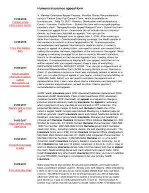 Fillable Online Humana insurance appeal form Fax Email Print - pdfFiller