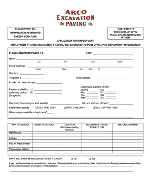 Fillable Online Apply Now - ARCO Excavation & Paving Fax Email Print - pdfFiller