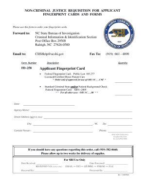 Fillable Online NON-CRIMINAL JUSTICE REQUISITION FOR APPLICANT Fax ...