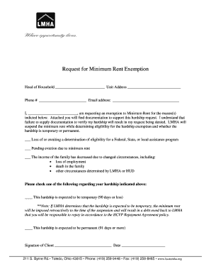 Fillable Online Request for Minimum Rent Exemption (PDF) Fax Email ...
