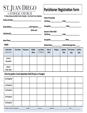 Fillable Online Parishioner Registration Form - St. Mary 's Catholic ...