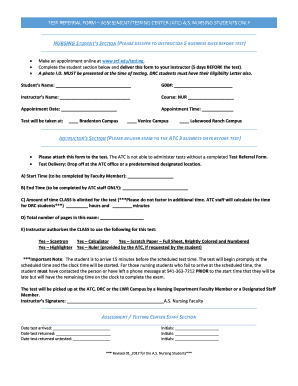 Fillable Online Test Referral Form ASSESSMENT/Testing center (ATC) A.S ...