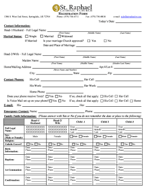 Fillable Online straphaelcc Registration Form - St. Raphael Catholic ...
