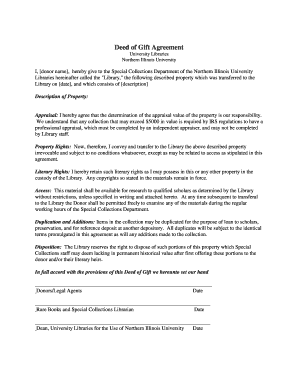 Fillable Online Deed of Gift Agreement Fax Email Print - pdfFiller