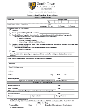 Fillable Online Letter of Good Standing Request Form - South Texas ...