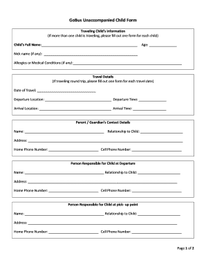 Fillable Online GoBus Unaccompanied Child Form Fax Email Print - pdfFiller
