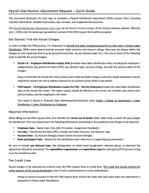 Fillable Online Payroll Distribution Adjustment Request Quick Guide Fax ...