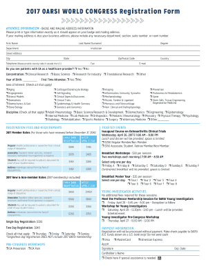 Fillable Online 2017 OARSI WORLD CONGRESS Registration Form Fax Email ...