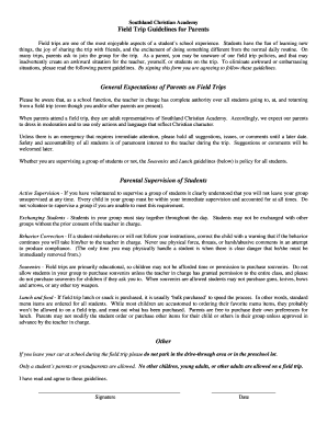 Fillable Online Field Trip Guidelines for Parents General Expectations ...