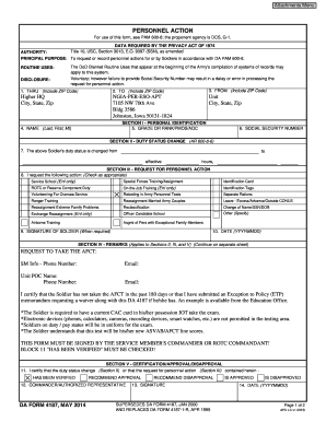 Fillable Online For use of this form, see PAM 600-8; the proponent ...