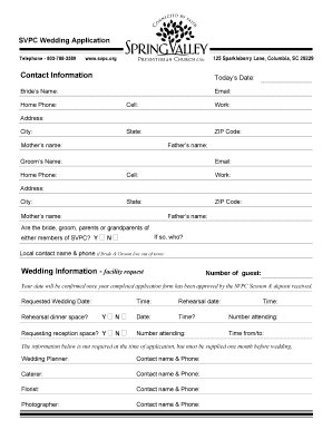 Fillable Online SVPC Wedding Application Fax Email Print - pdfFiller