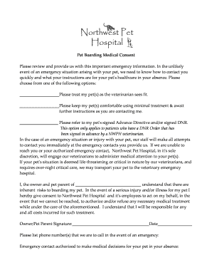 Fillable Online Pet Boarding Medical Consent Fax Email Print - pdfFiller