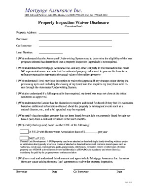 Fillable Online Conventional Property Inspection Waiver.doc Fax Email ...