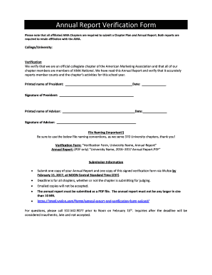 Fillable Online auth ama Annual Report Verification Form - American ...
