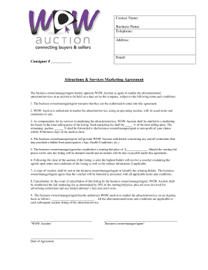 Fillable Online Attractions/Services Marketing Agreement - WOW Auctions ...