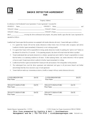 Fillable Online Smoke Detector Agreement 10.2016.docx Fax Email Print ...