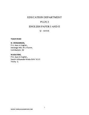 Fillable Online education department plus 2 english paper i and ii ...